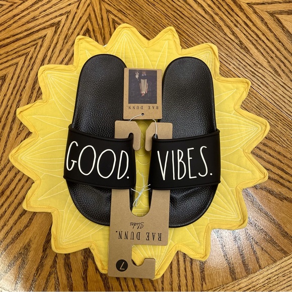 Rae Dunn | Shoes | Nwt Rae Dunn Good Vibes Slip On Sandal Slippers ...
